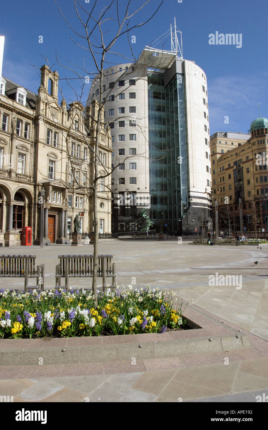 New office block overlooking City Square Leeds Stock Photo - Alamy