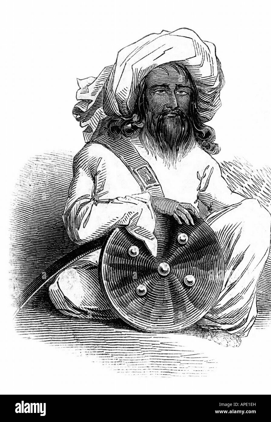 geography/travel, India, people, Balochi clan chief, wood engraving ...