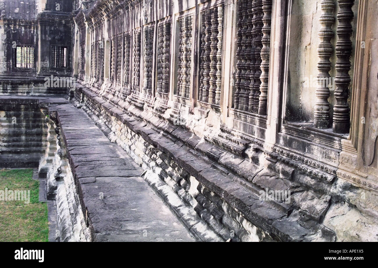 Pillars In Window Frames, Angkor Wat Stock Photo - Alamy