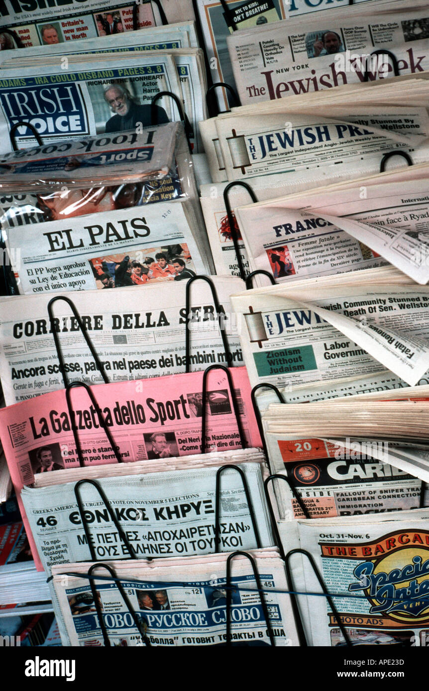 A collection of multi cultural multi lingual newspapers Stock Photo - Alamy