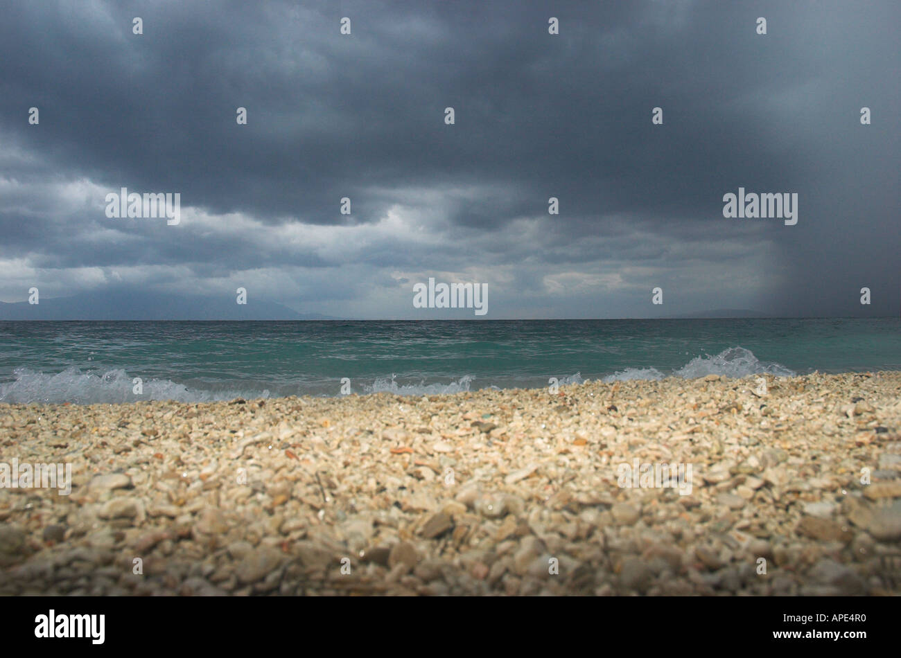 Storm weather long pebble beach Gradac Croatia Europe Stock Photo - Alamy