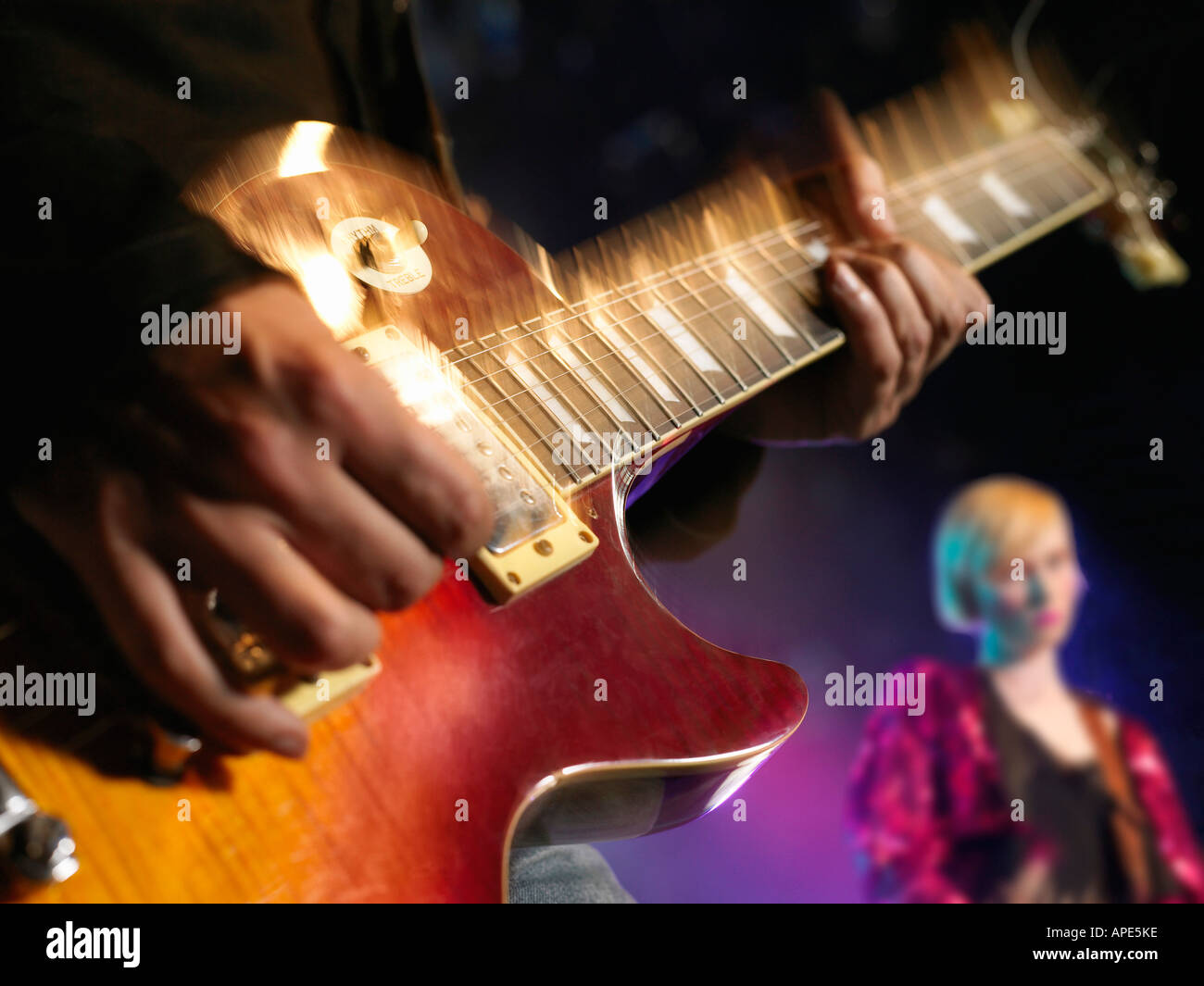 guitar at a concert on stage in the rays of light Stock Photo - Alamy