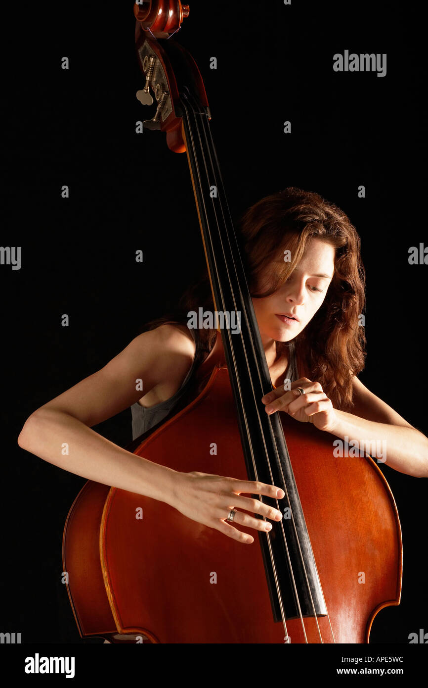 Woman Playing Double Bass Stock Photo - Alamy