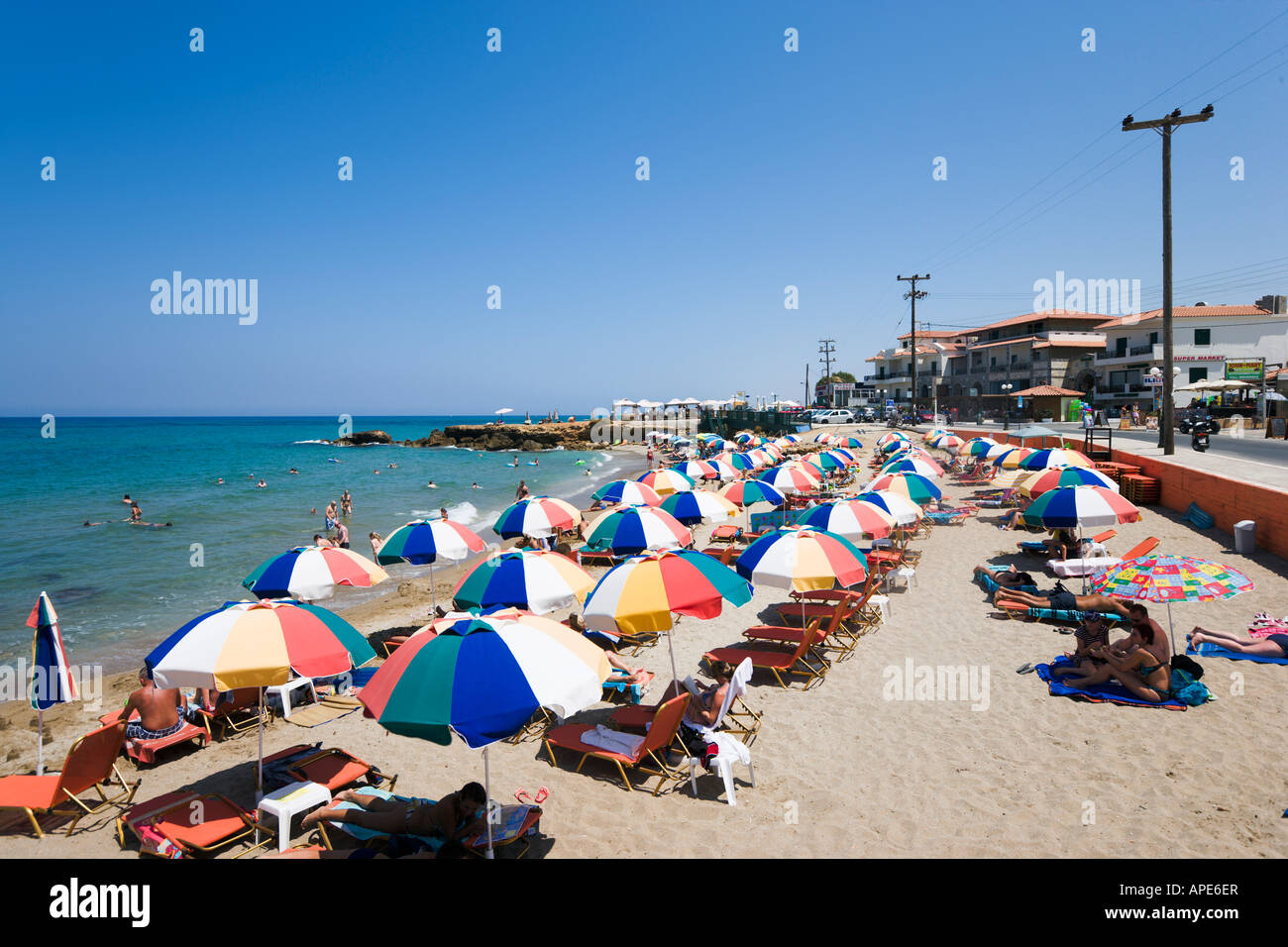 Beach, Kato Gouves, North Coast, Crete, Greece Stock Photo - Alamy