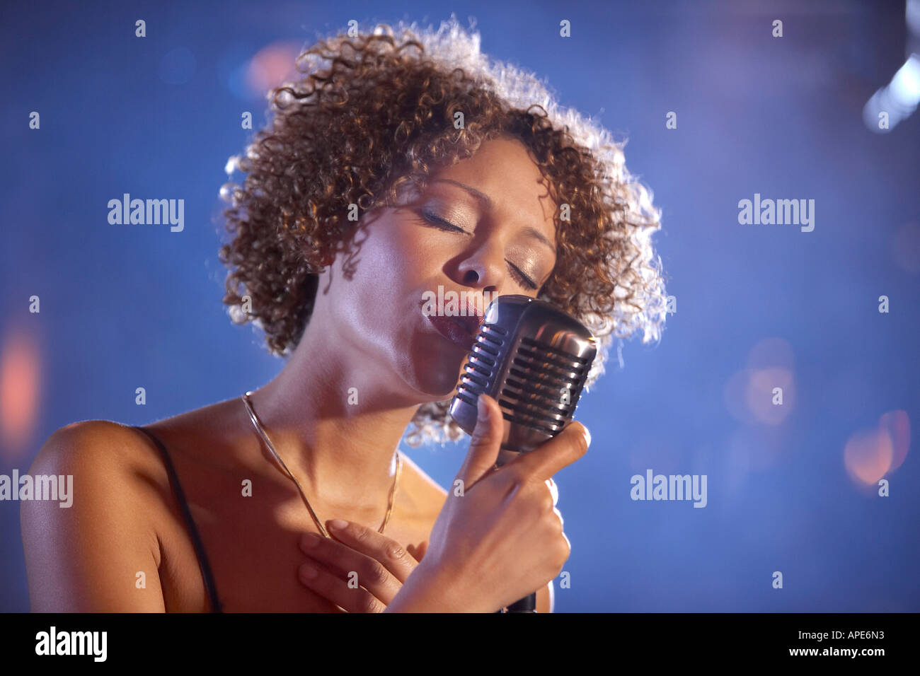 Jazz singer on stage, portrait Stock Photo - Alamy