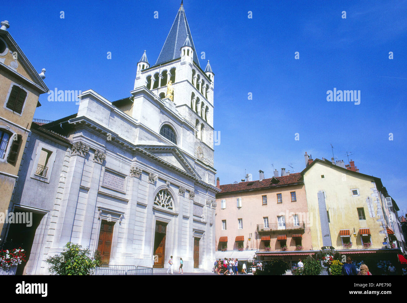 Annecy idyllic waterway landscape in Savoie, France Stock Photo - Alamy