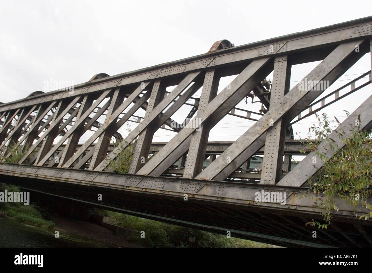Railway bridge over River Lea near Three Mills Bromley By Bow London ...
