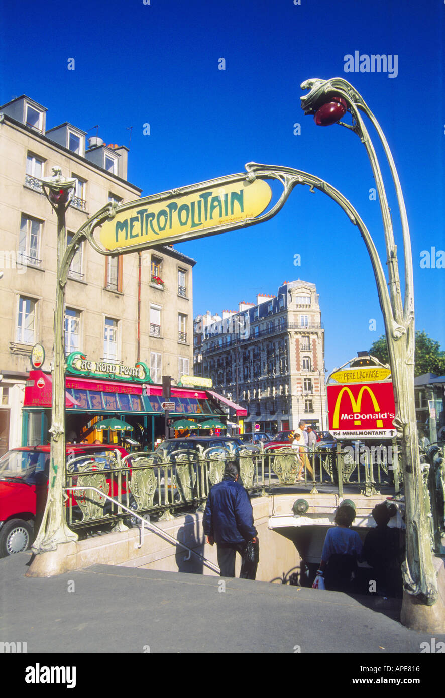 France Paris Metro sign architecture Stock Photo - Alamy
