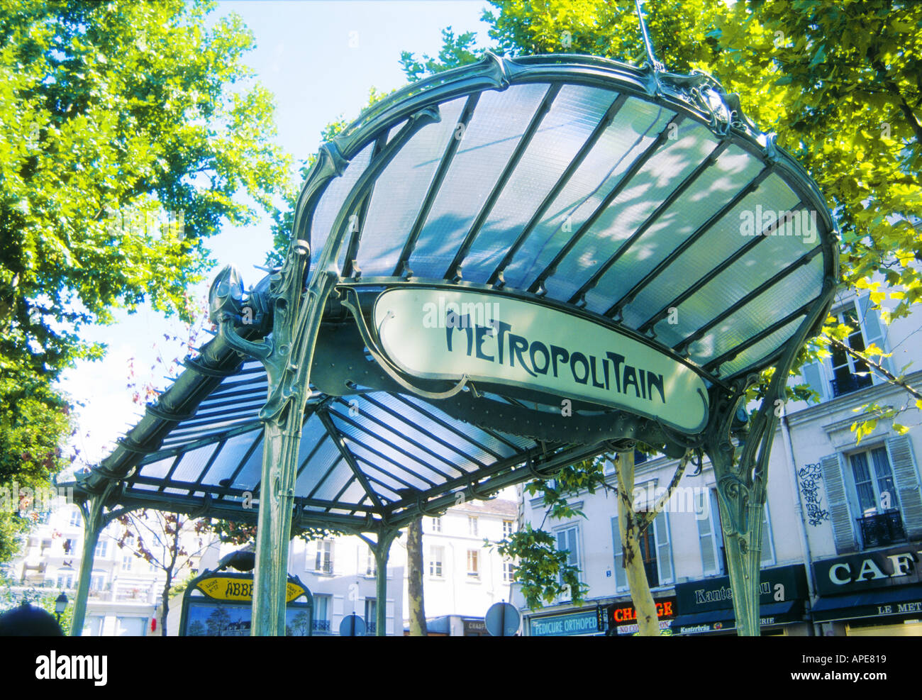 France Paris Metro sign architecture Stock Photo - Alamy