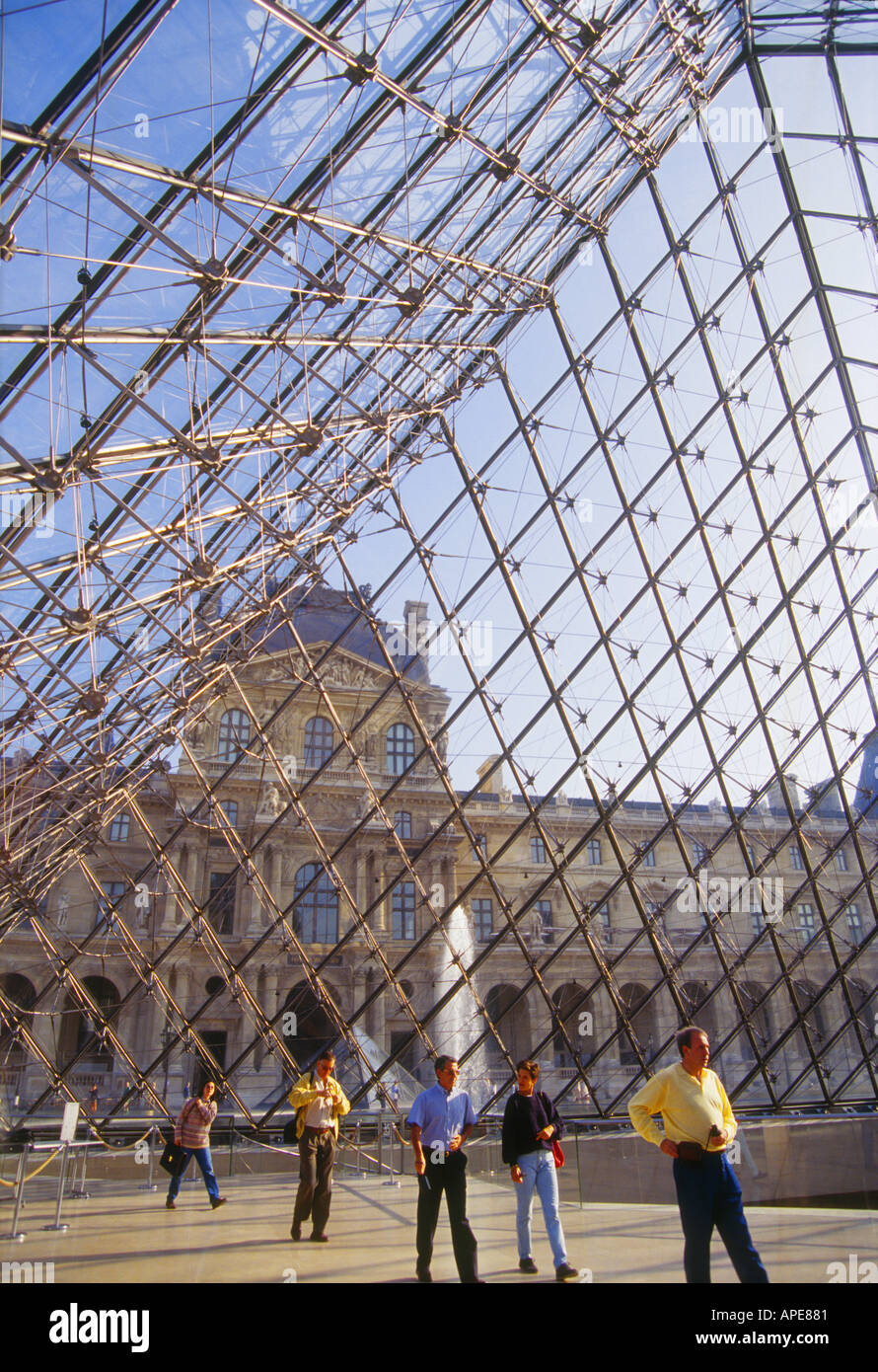 France Paris Le Louvre museum Pyramid entrance Stock Photo - Alamy