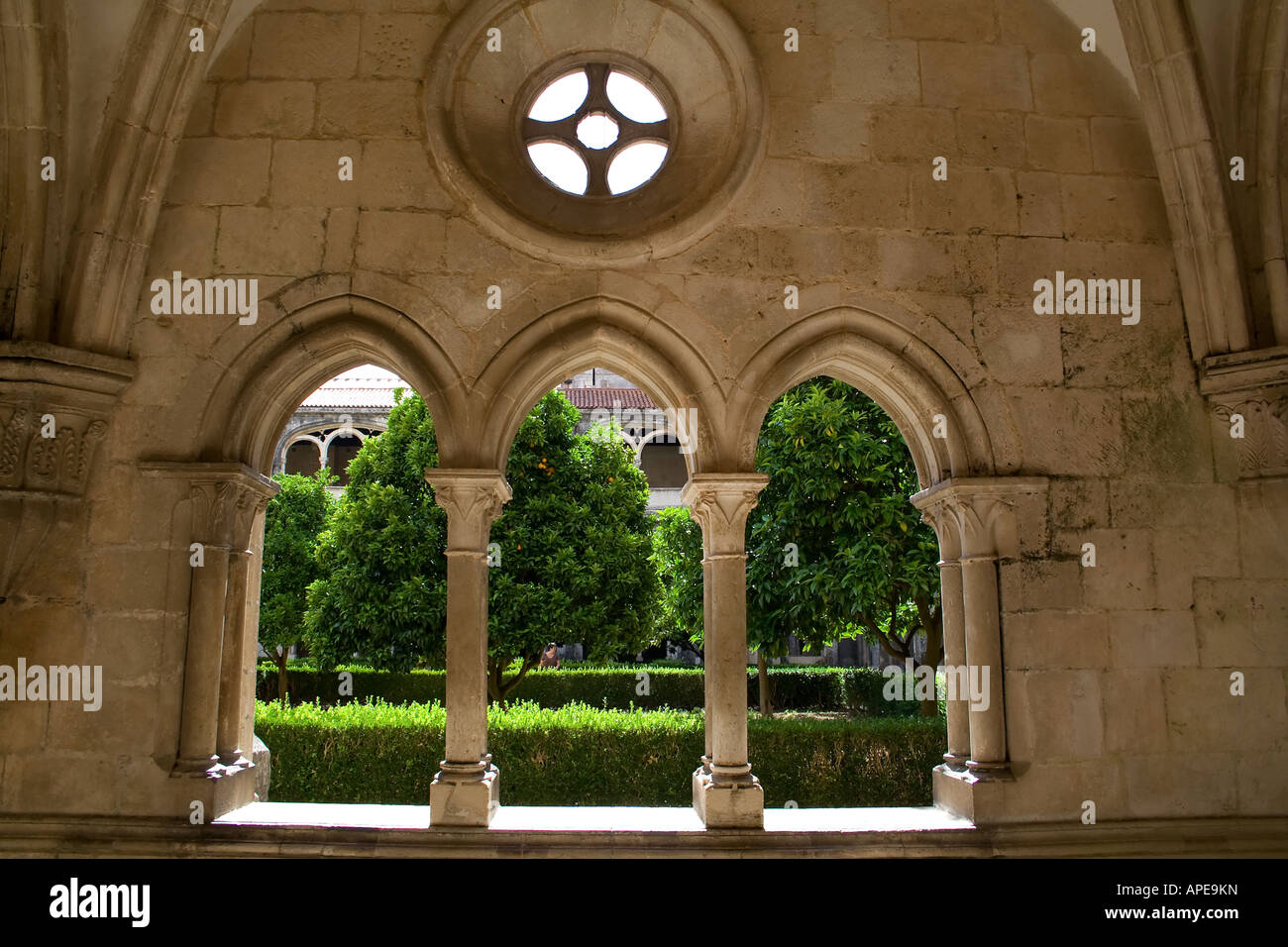 Alcobaça Monastery cloister. Masterpiece of the Gothic architecture ...
