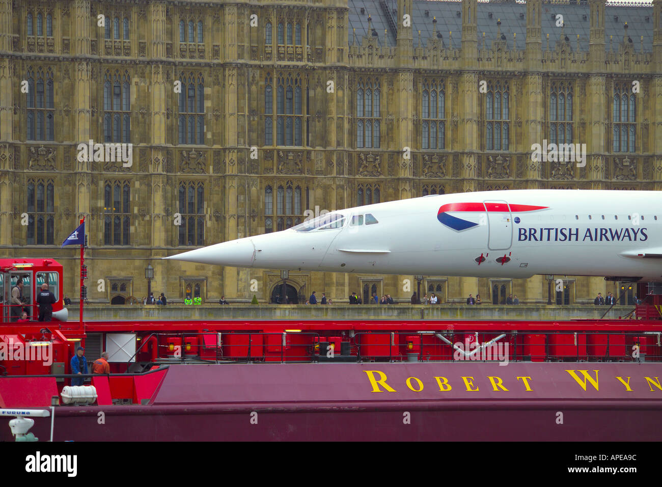 UK London Houses of Parliament and Concorde G BOAA destined for Museum ...