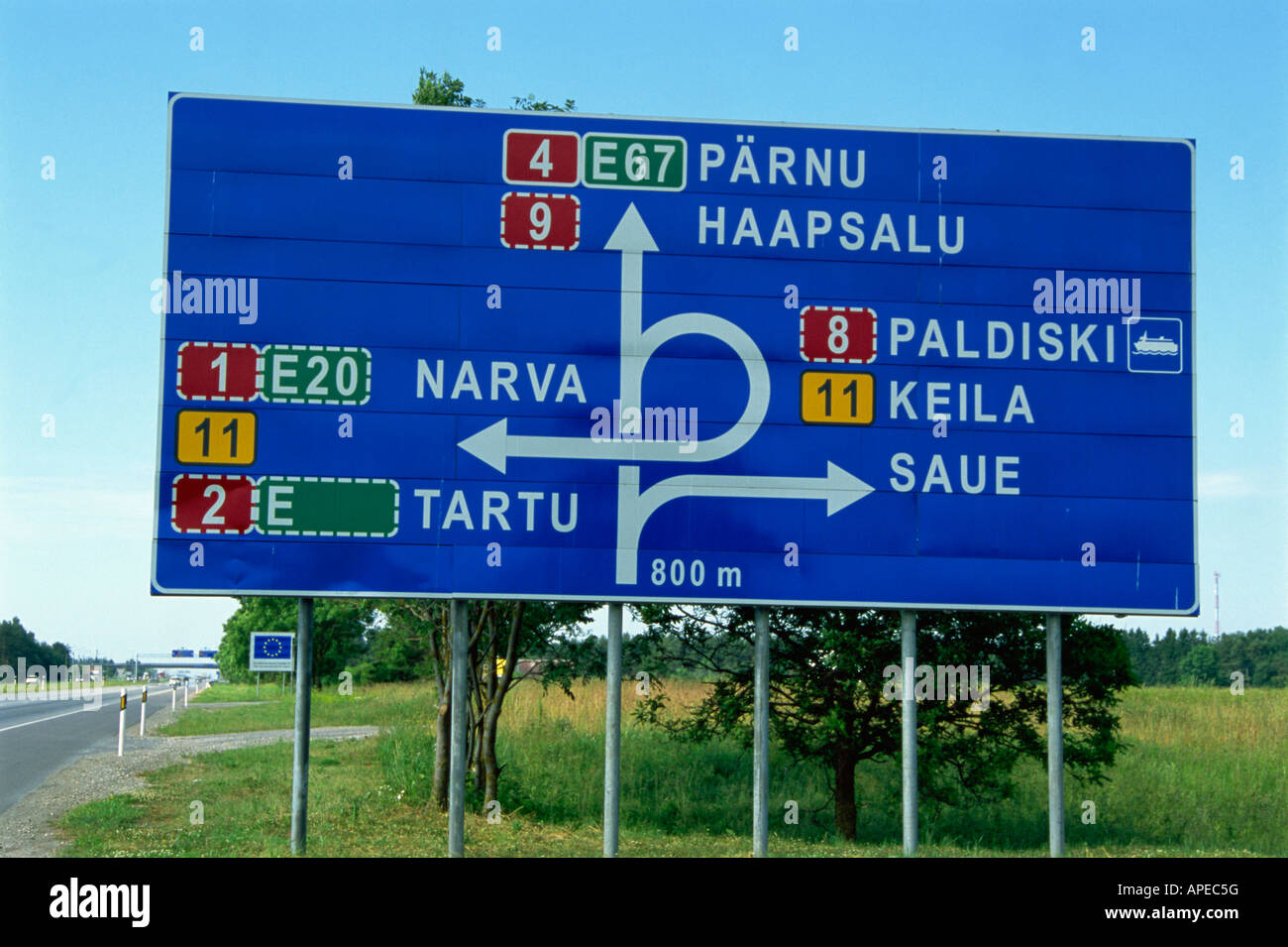 Highway Sign, Directions, Estonia Stock Photo - Alamy