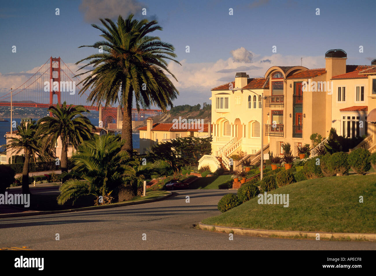 Affluent homes in the Seaside neighborhood along scenic drive road and ...
