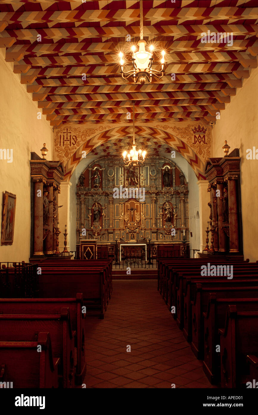 Hispanic adobe interior church alter historic Mission Delores San ...