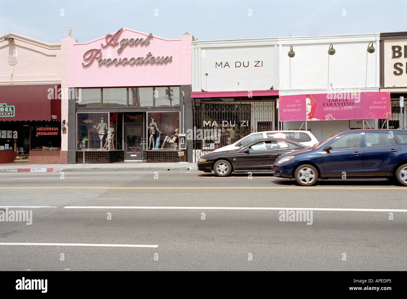 shops along melrose avenue los angeles Stock Photo - Alamy
