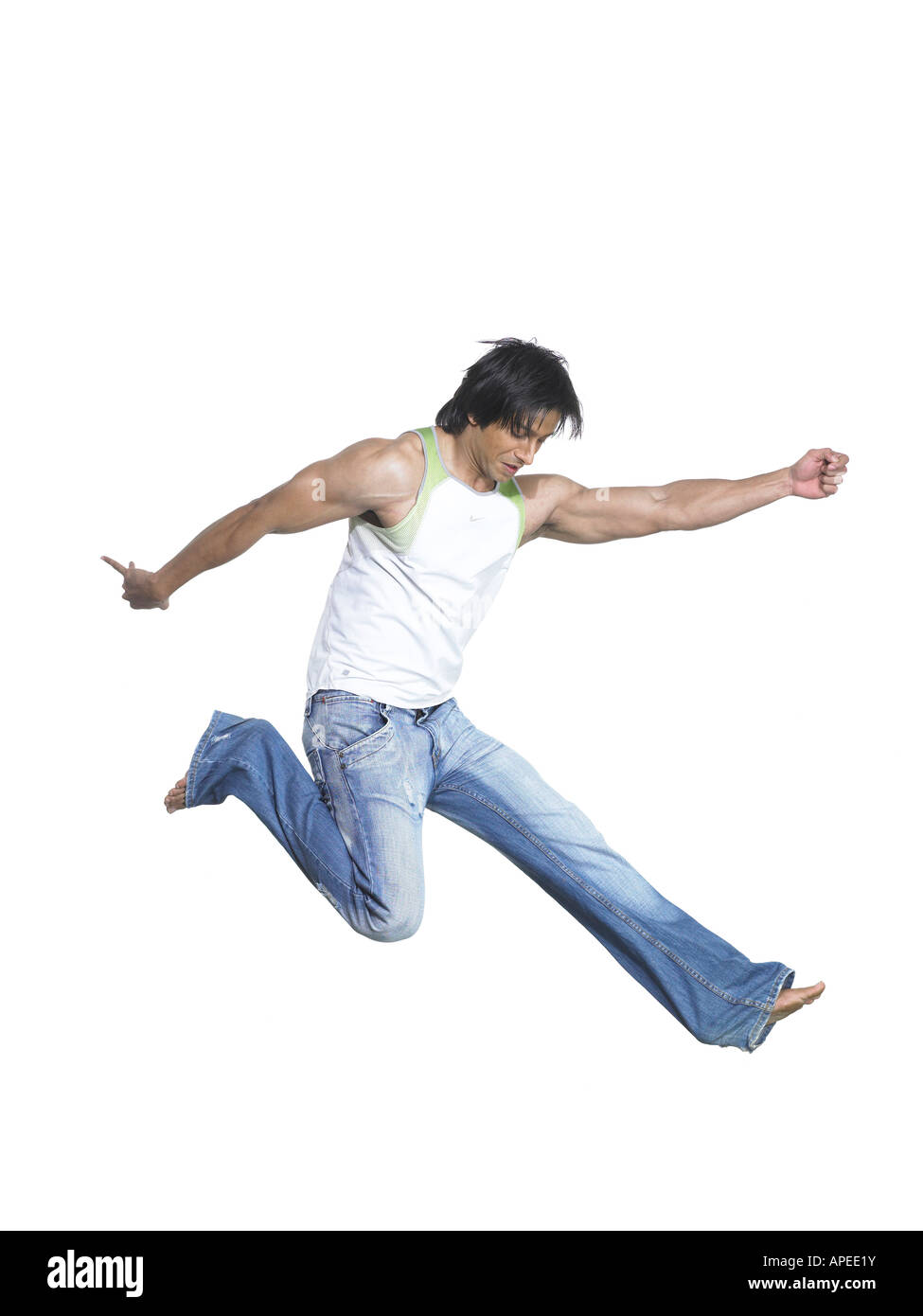 Celebration leaping jumping winner hi-res stock photography and images ...