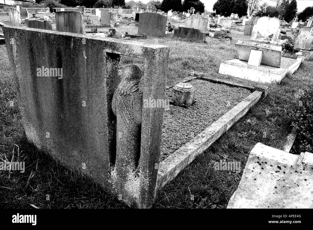 Damaged and neglected grave Stock Photo - Alamy