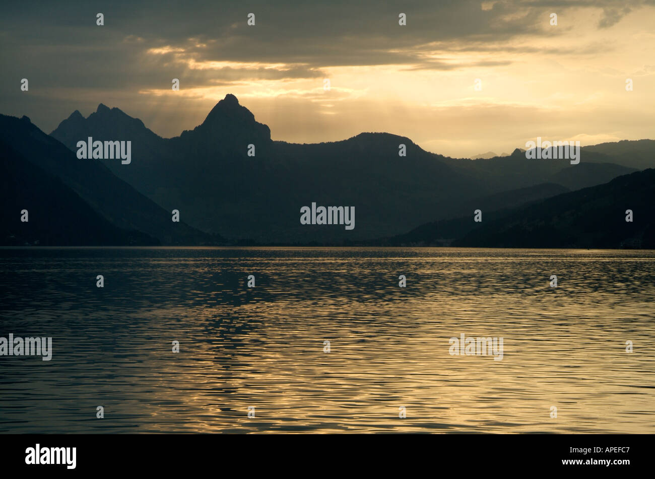 Dawn over Lake Luzern Central Switzerland Stock Photo - Alamy