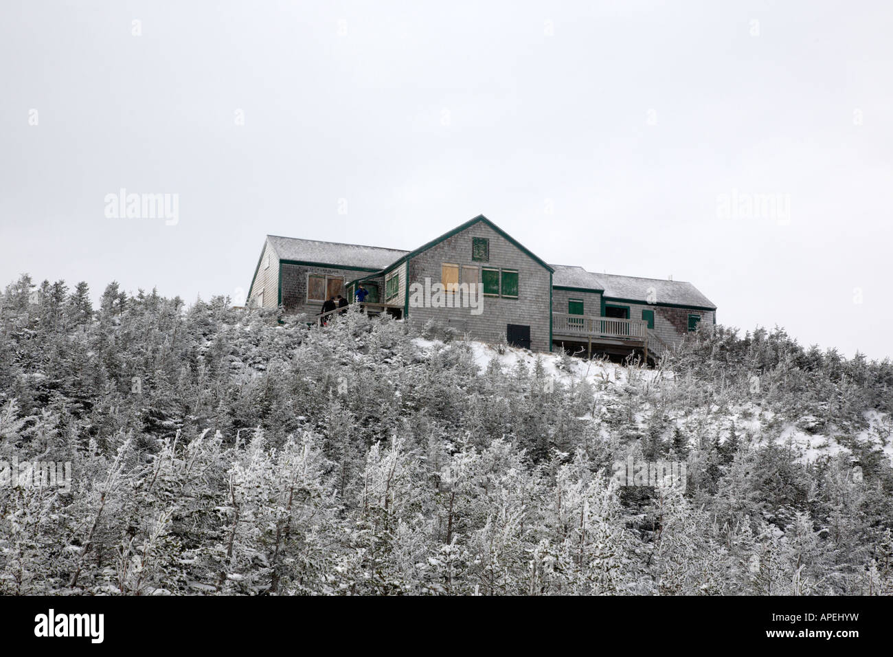 Greenleaf Hut from Greenleaf Trail during the winter months Located in ...