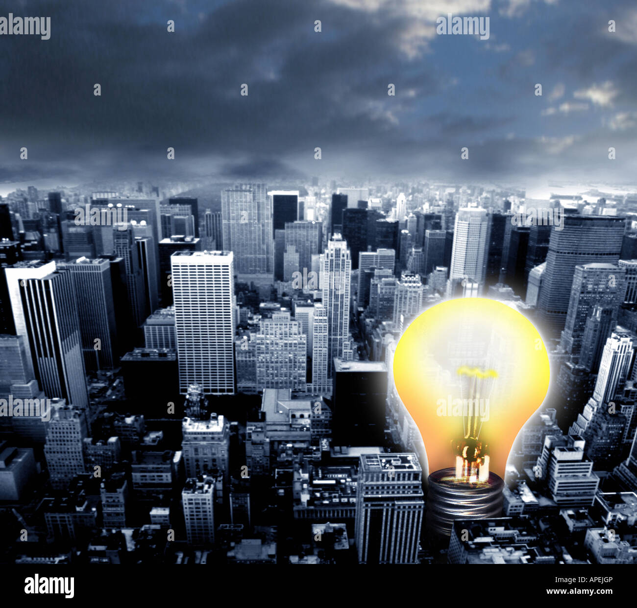 Light bulb and gray clouds hi-res stock photography and images - Alamy