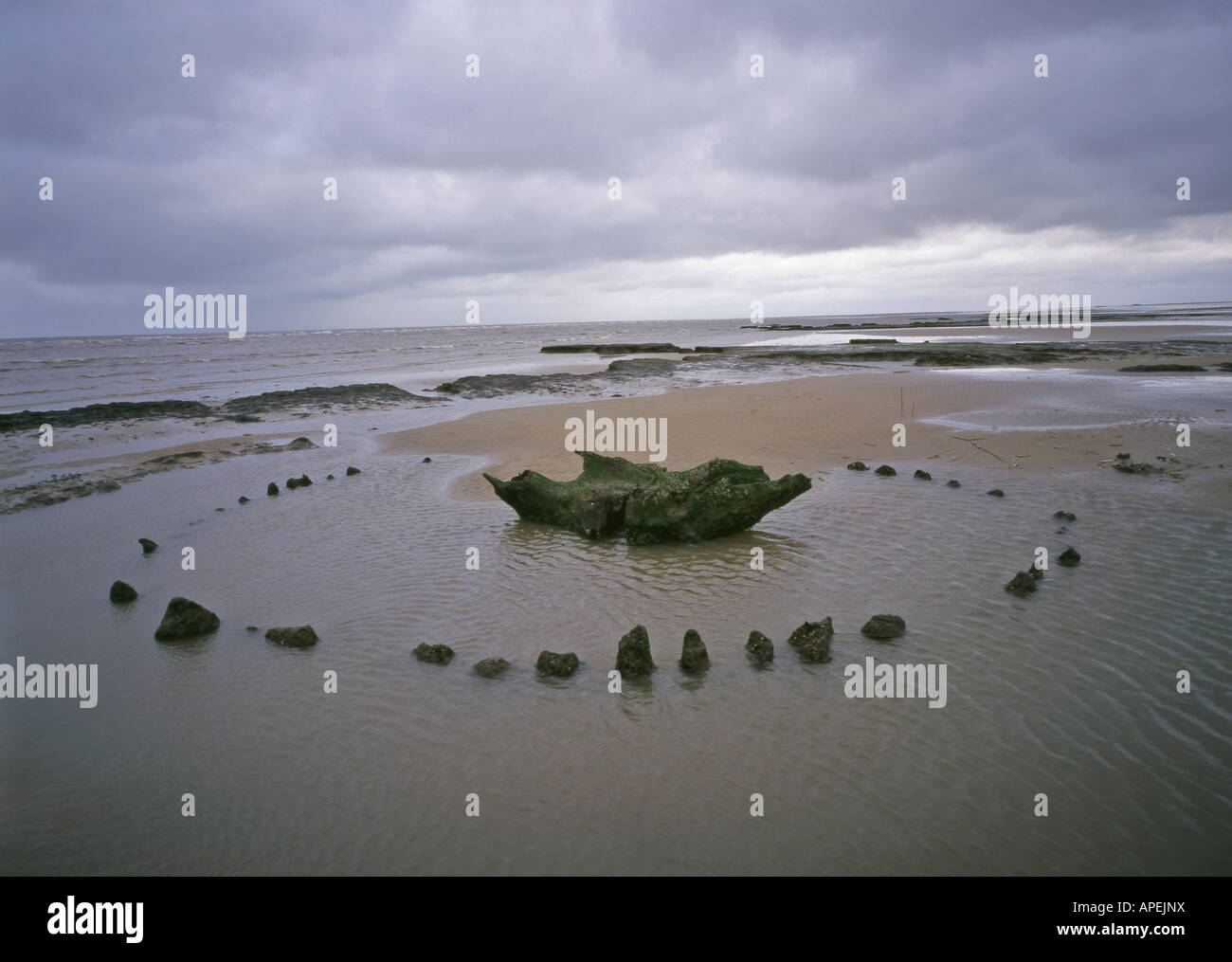The sacred 4000 year old site of Sea Henge exposed briefly by the ...
