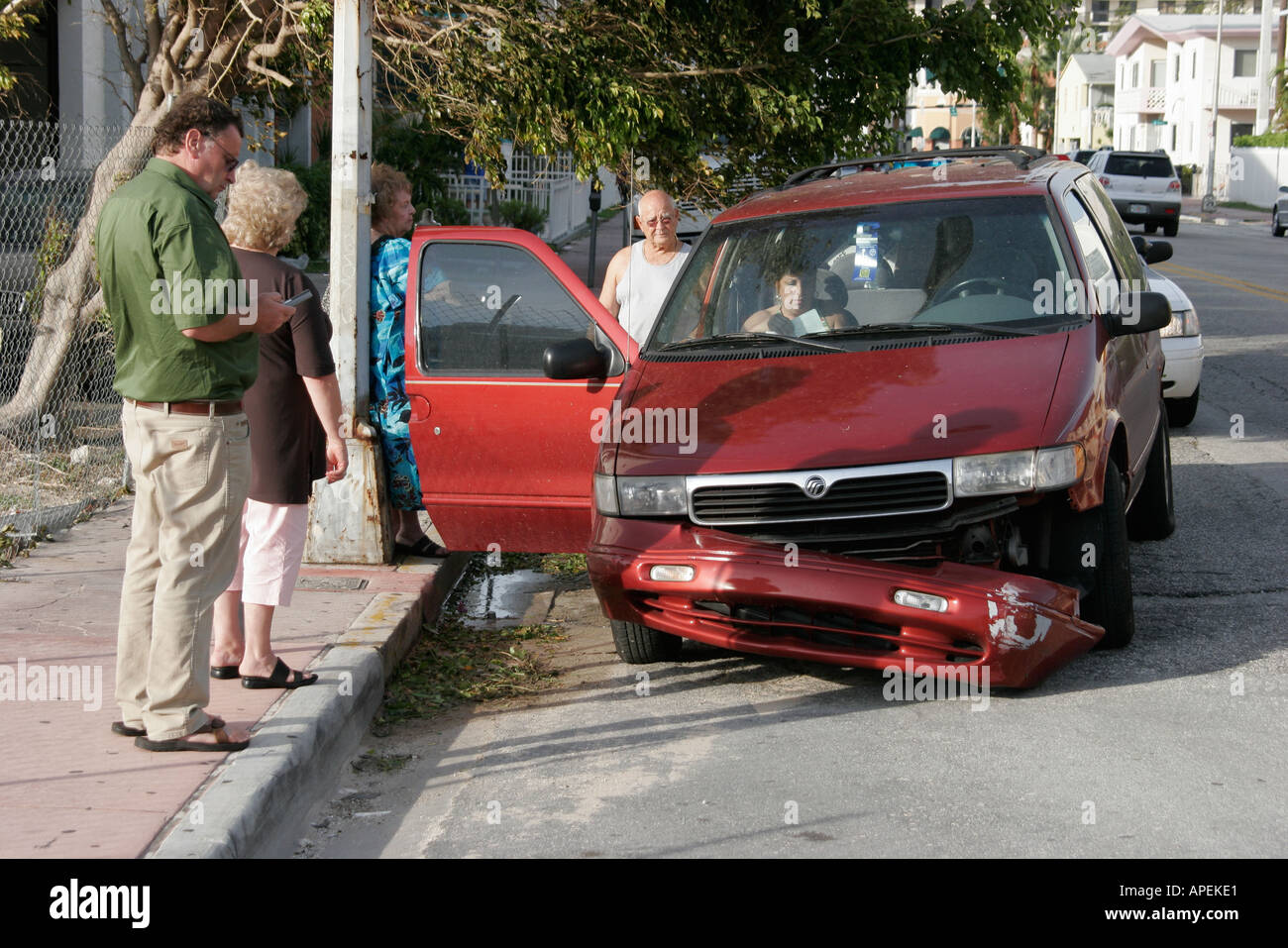 Miami Beach Florida,Collins Avenue,vehicle accident,van,bumper,damage ...