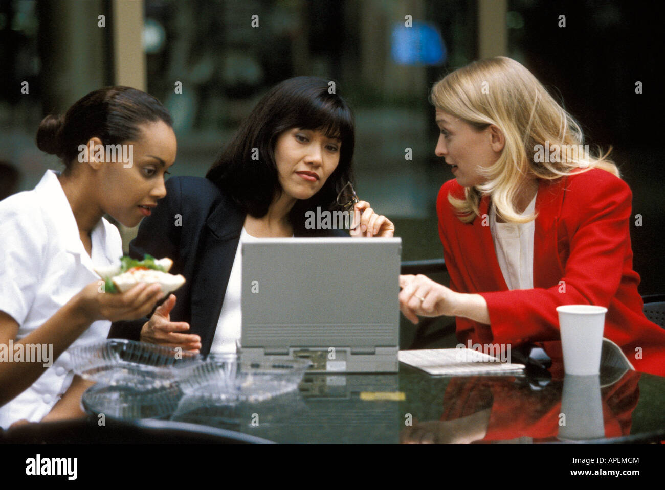 Business women have meeting at lunch Stock Photo - Alamy