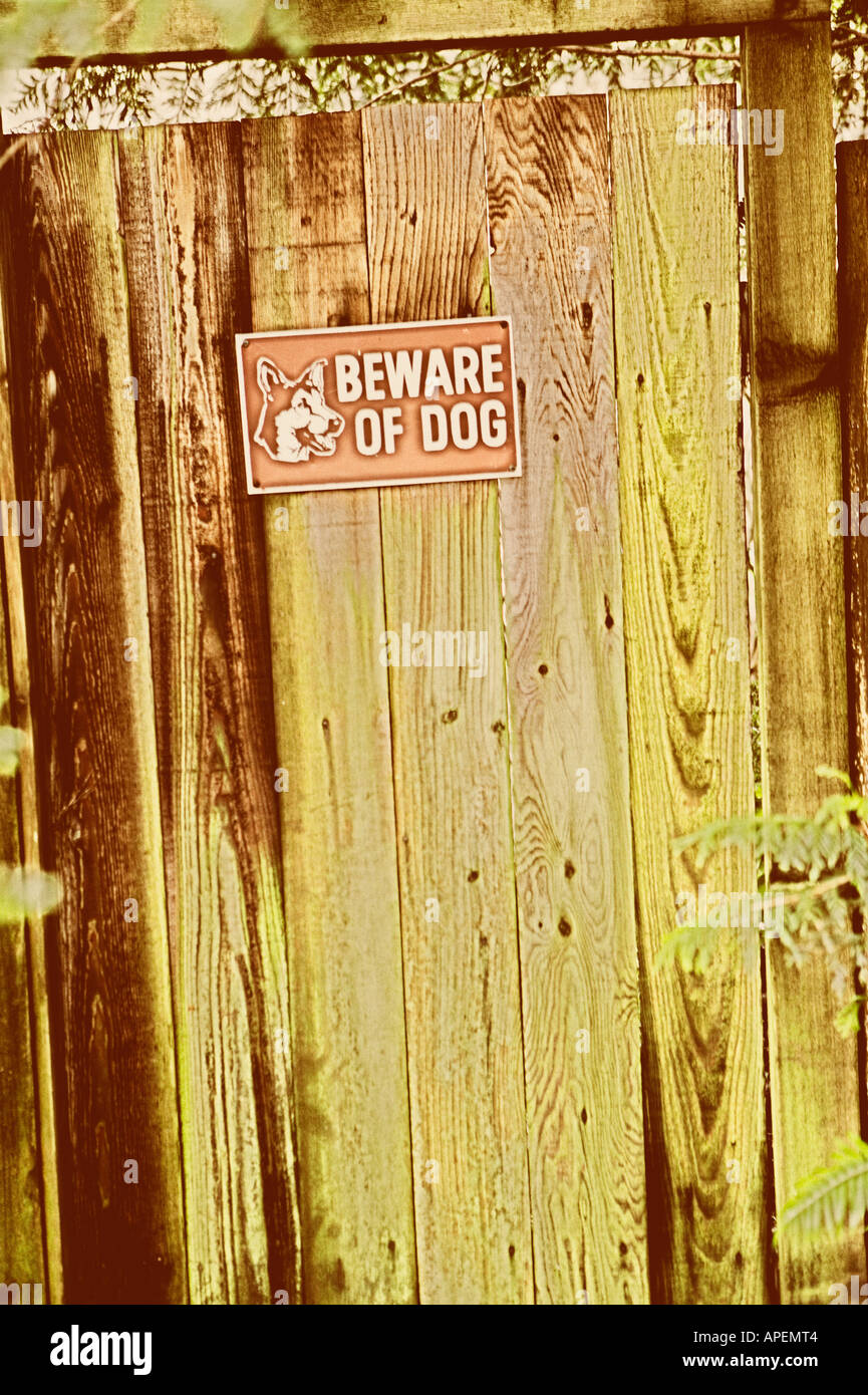 Beware dog sign on gate hi-res stock photography and images - Alamy