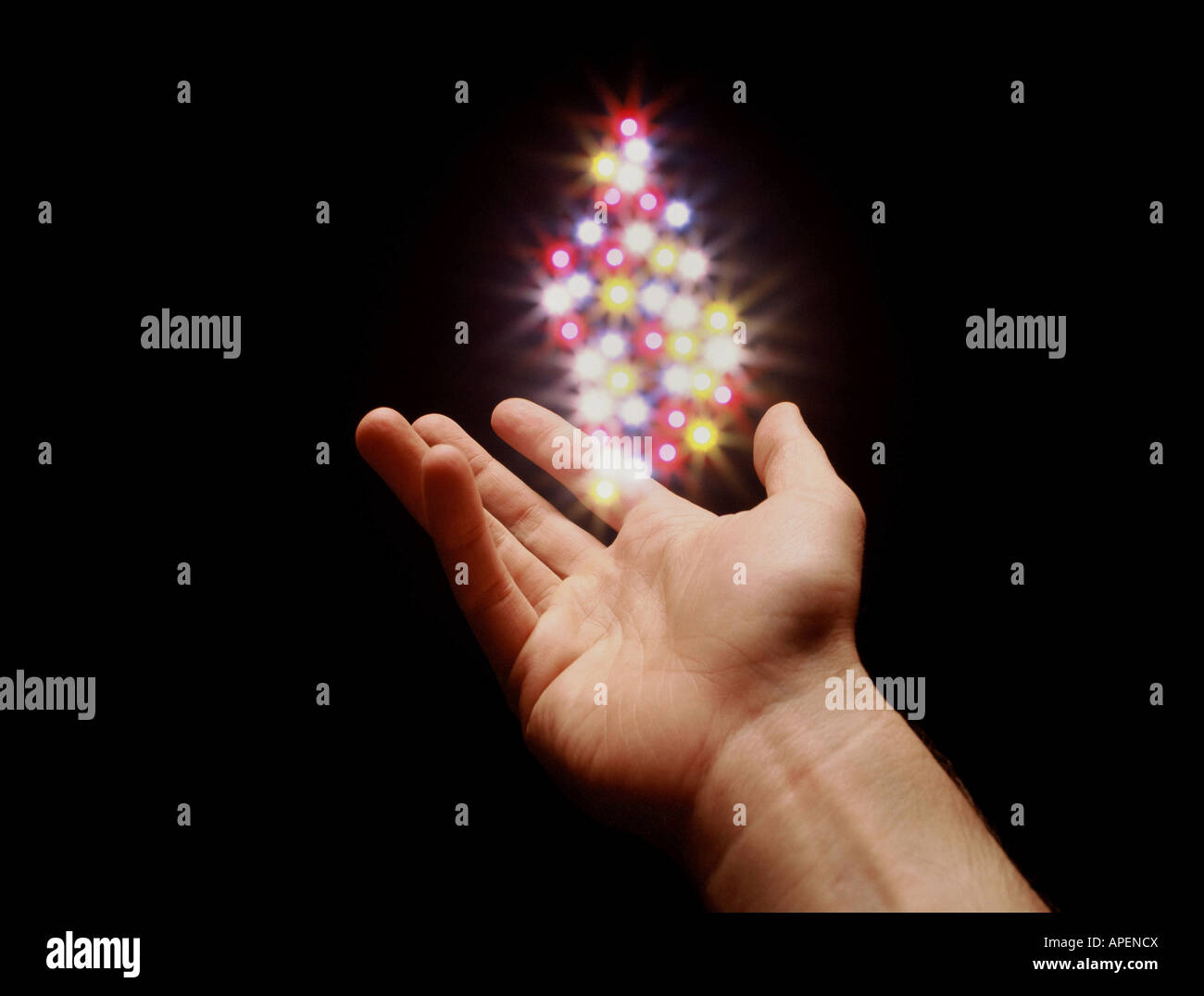 Hand with magical lights Stock Photo - Alamy