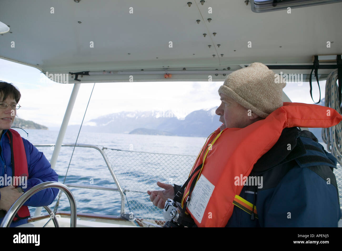 Father and Daughter Aboard a Sailboat Stock Photo - Alamy