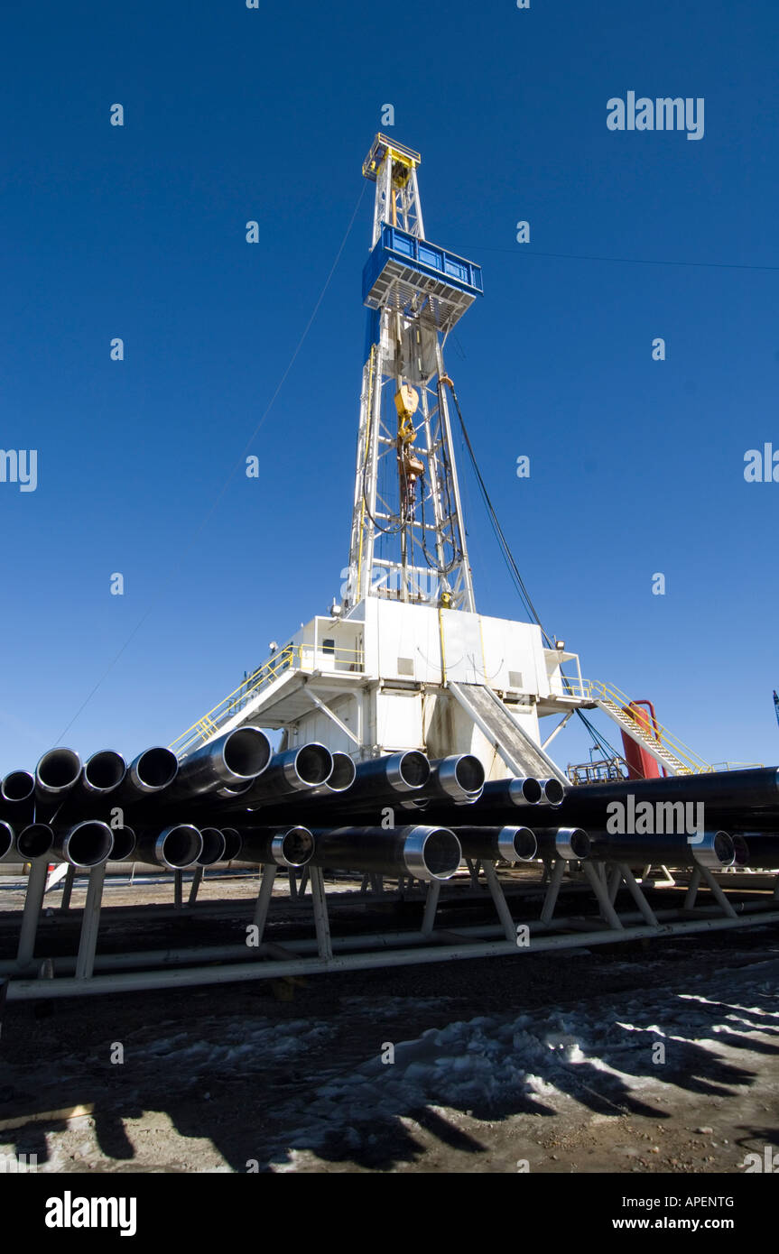 Drill casing near Wyoming drilling rig Stock Photo - Alamy