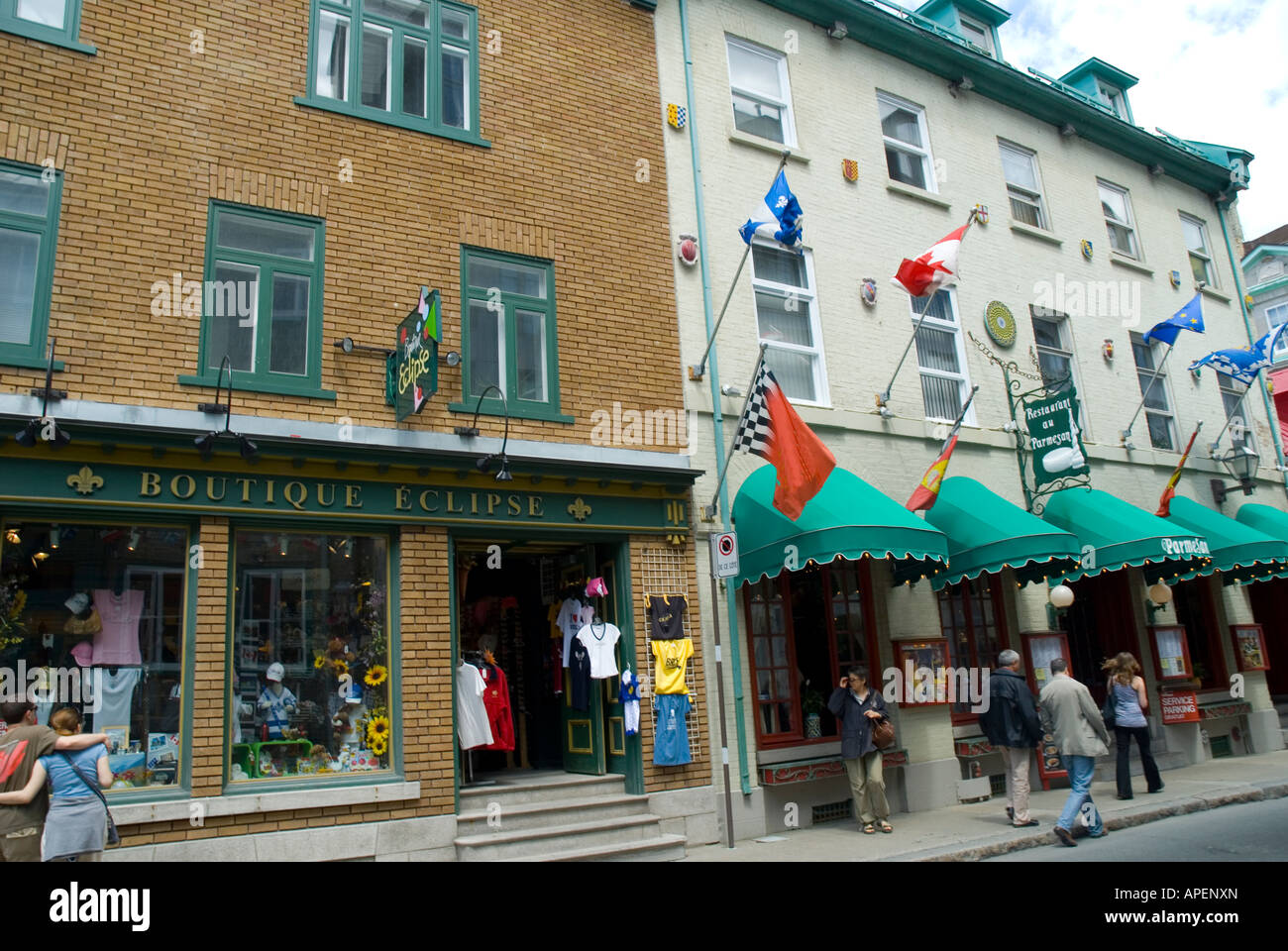 Street Scene with Cafes in Quebec Province Canada Stock Photo - Alamy
