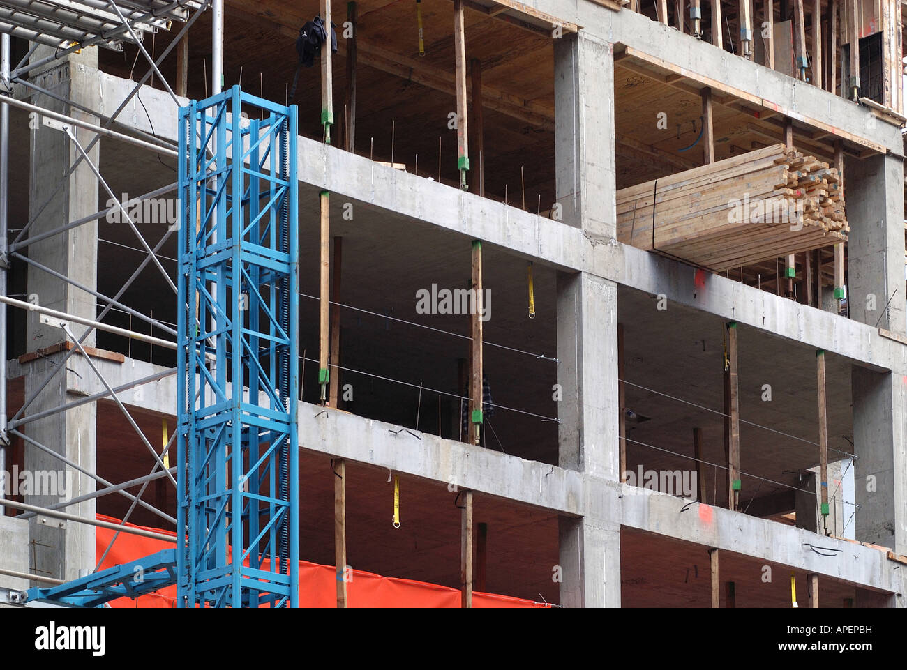 stack of lumber waiting to be installed in a building site Stock Photo ...