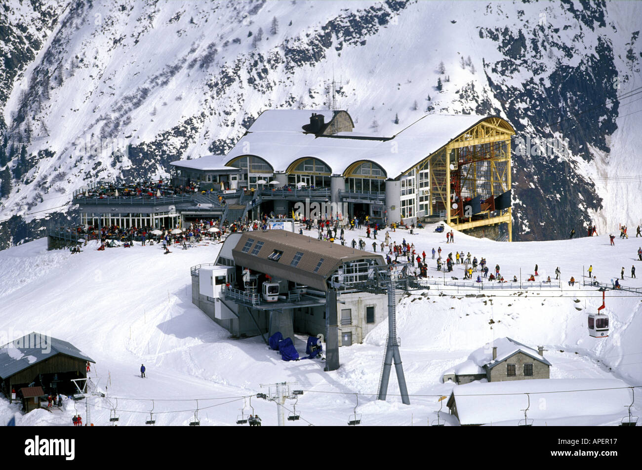 Chamonix lifts and resort Stock Photo - Alamy