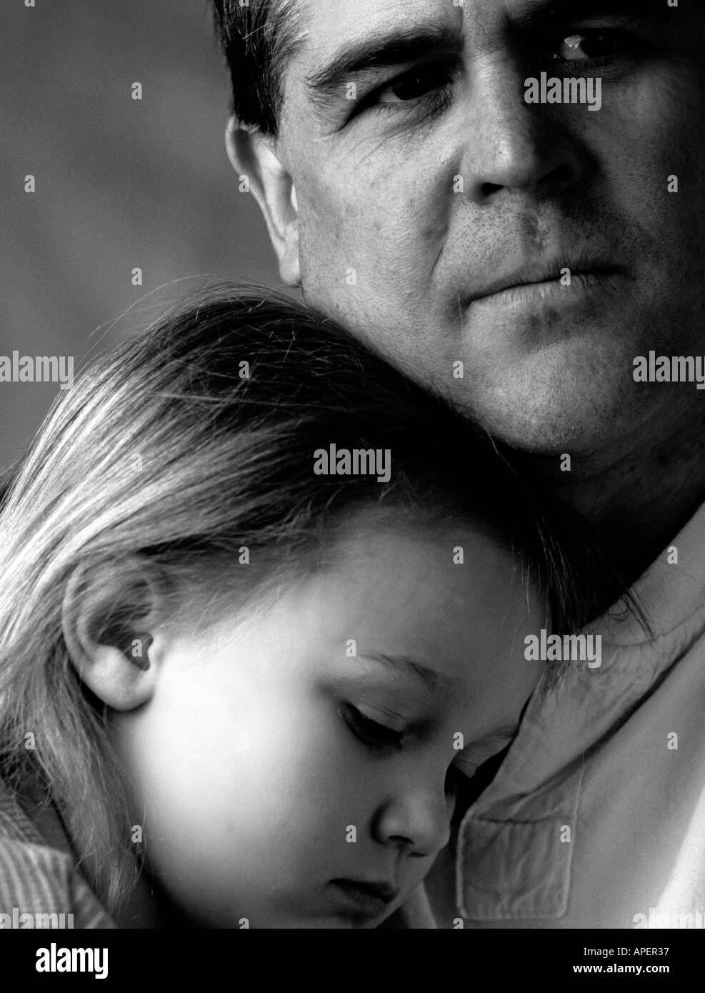 Adult daughter hugging father Black and White Stock Photos & Images - Alamy