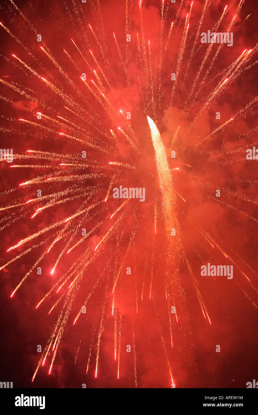 View of fireworks glittering in the sky Stock Photo - Alamy
