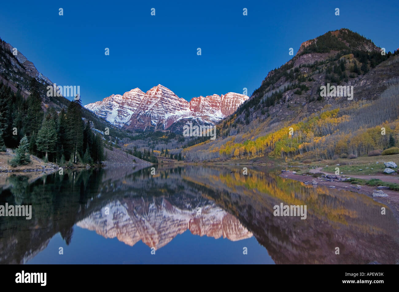 Maroon Peak Mirrored in Maroon Lake just before Sunrise Maroon Bells ...