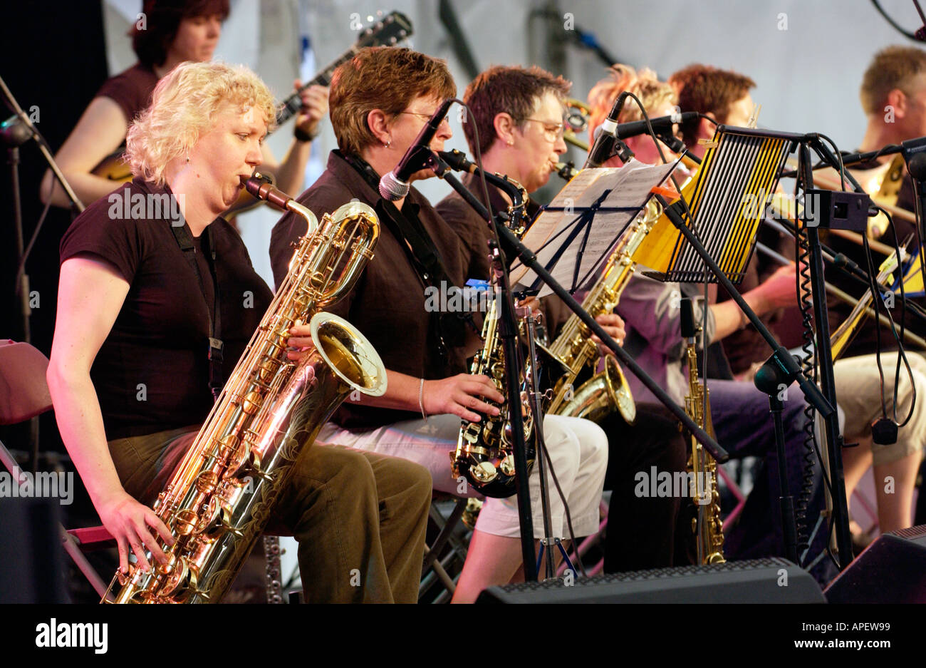 All female Vortex Big Band playing the annual Brecon Jazz Festival ...