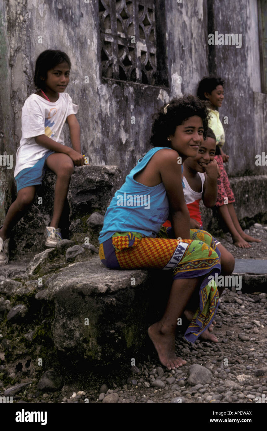 Pacific Ocean, Wallis and Futuna Island, Polynesian children Stock ...