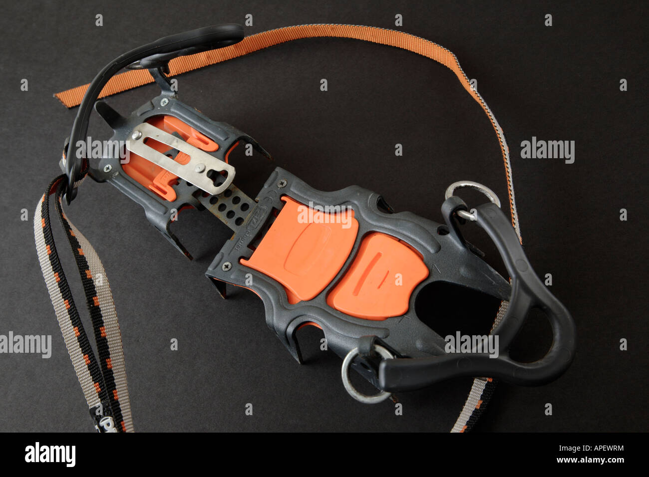 Close up of an 12 point crampons with a black background Stock Photo ...