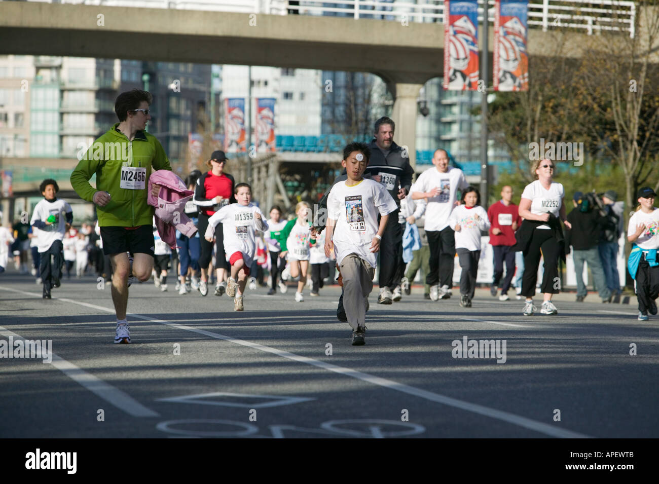 Vancouver Sun Fun Run Kids and Parents 2 5km Event End of Race Stock ...