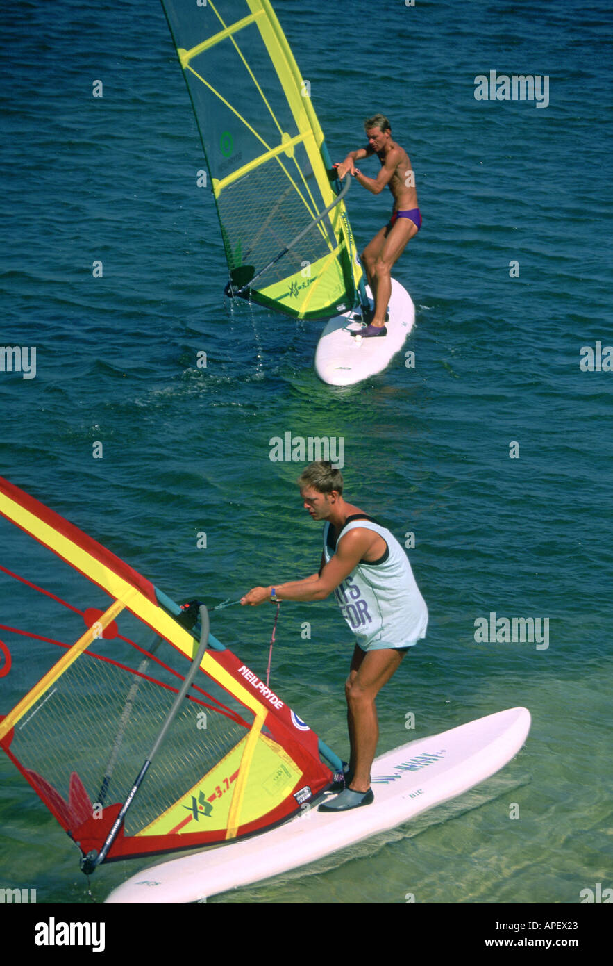 LEARNING TO WINDSURF Stock Photo - Alamy