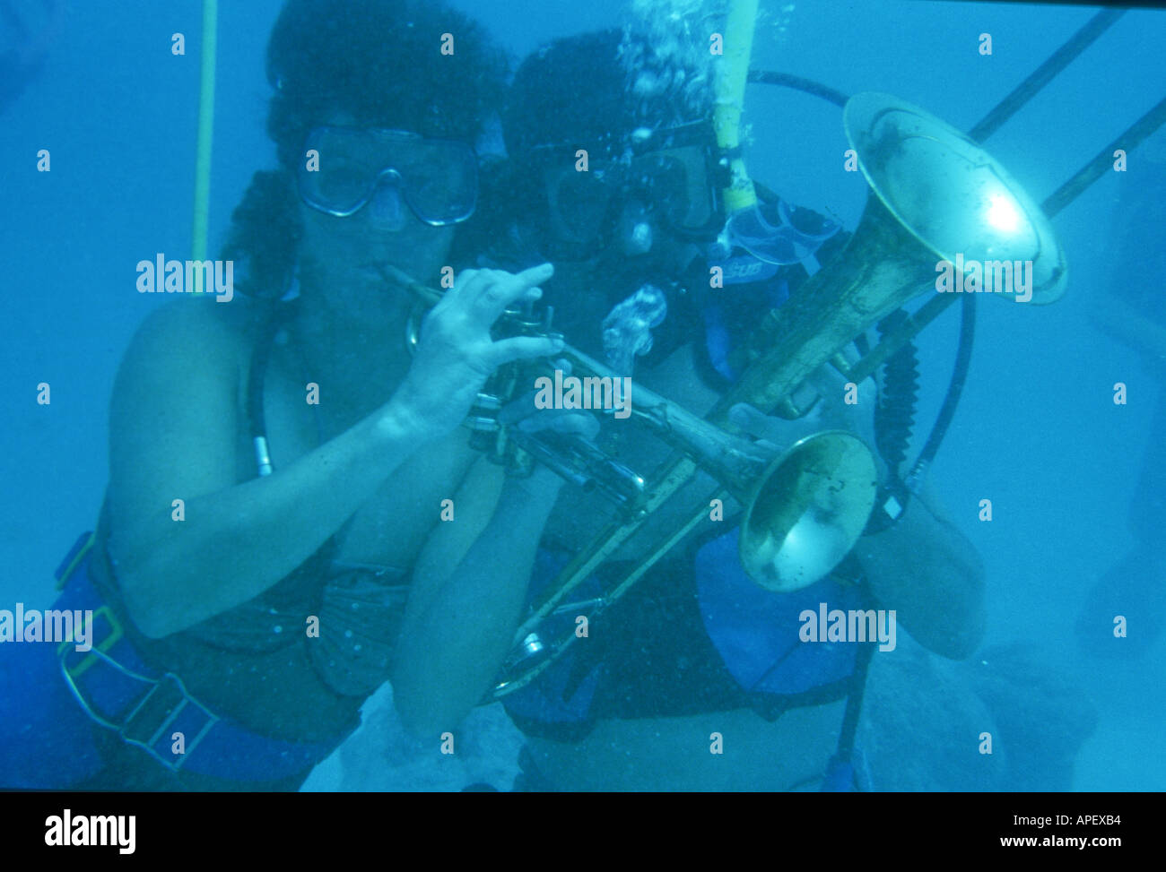 UNDERWATER CONCERT TROMBONE ACTION KEY LARGO Stock Photo - Alamy