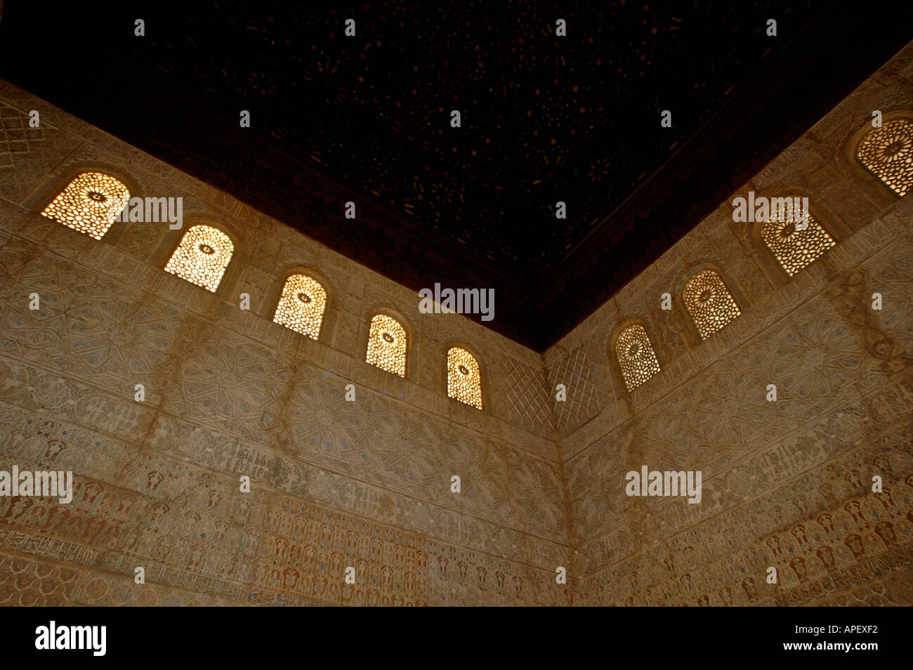 Spain Andalusia Granada Alhambra The Nasrid Palace Wooden Ceiling At ...