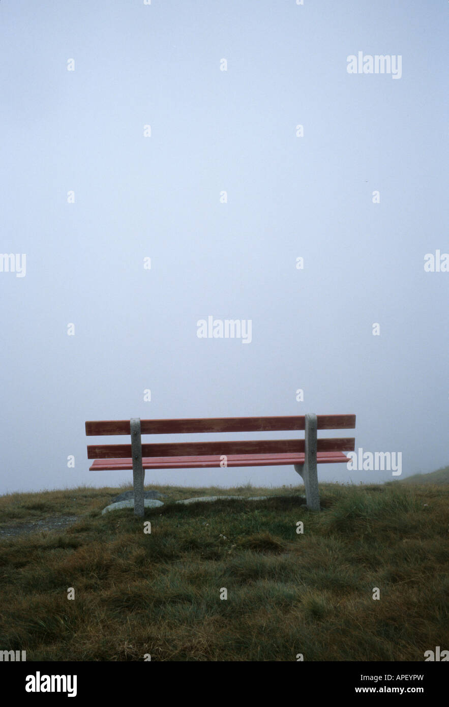 A bench contemplates the fog blocking the scenic view Stock Photo - Alamy