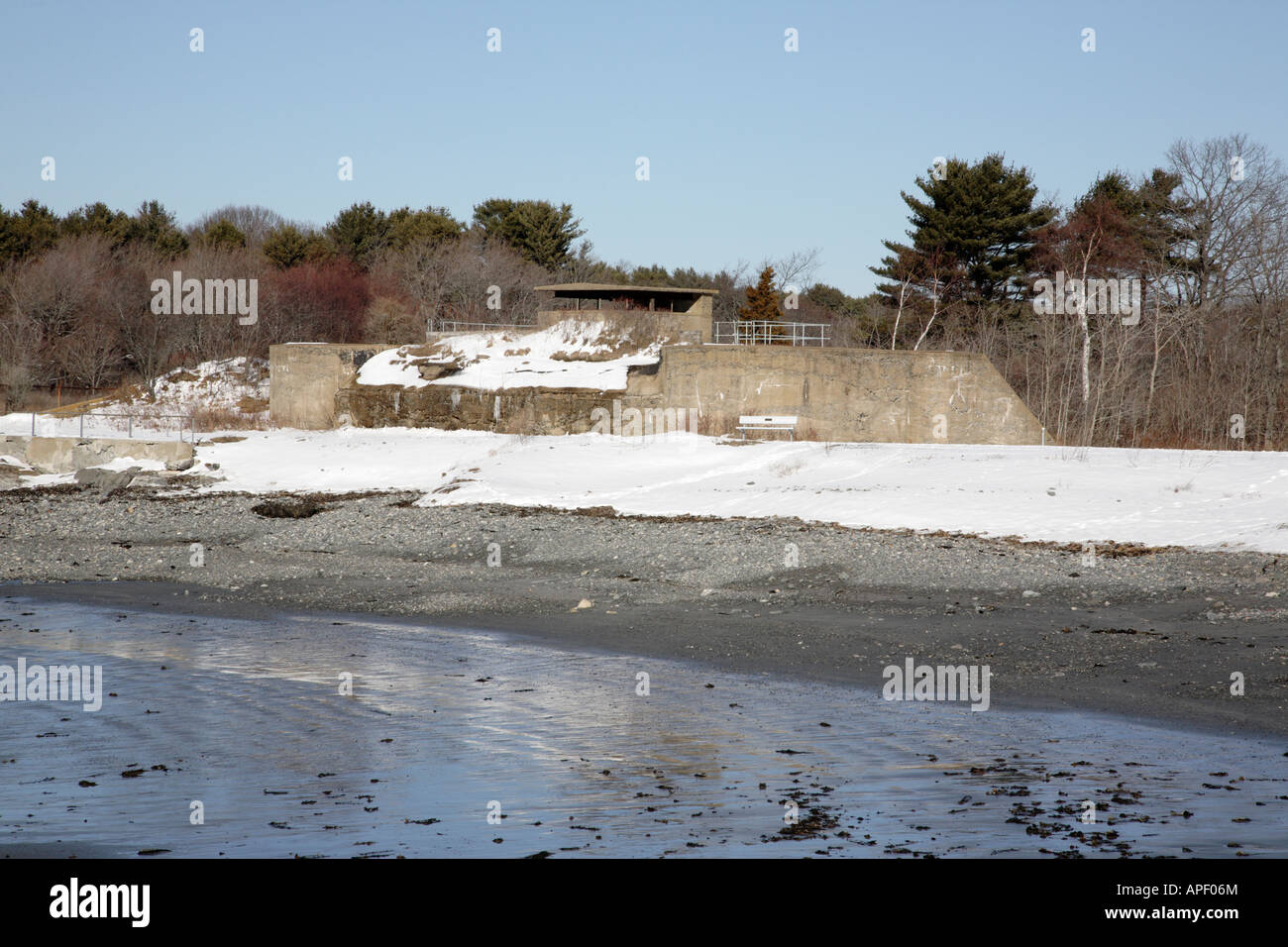 Fort Foster Park during the winter months Located in Kittery Maine USA ...