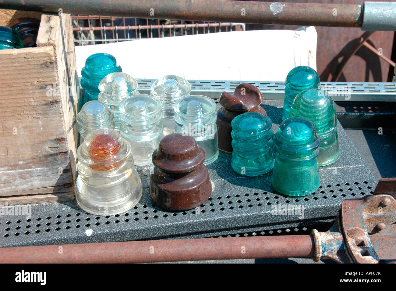 Electrical Line insulators made from glass at Pine Bluffs Wyoming at ...