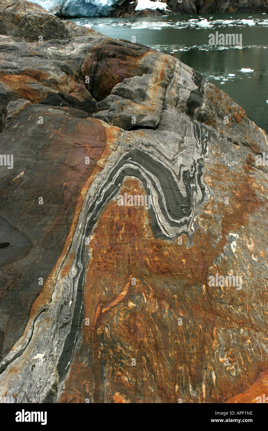 Folded Geological Seam, eroded smooth by Glacier Stock Photo - Alamy
