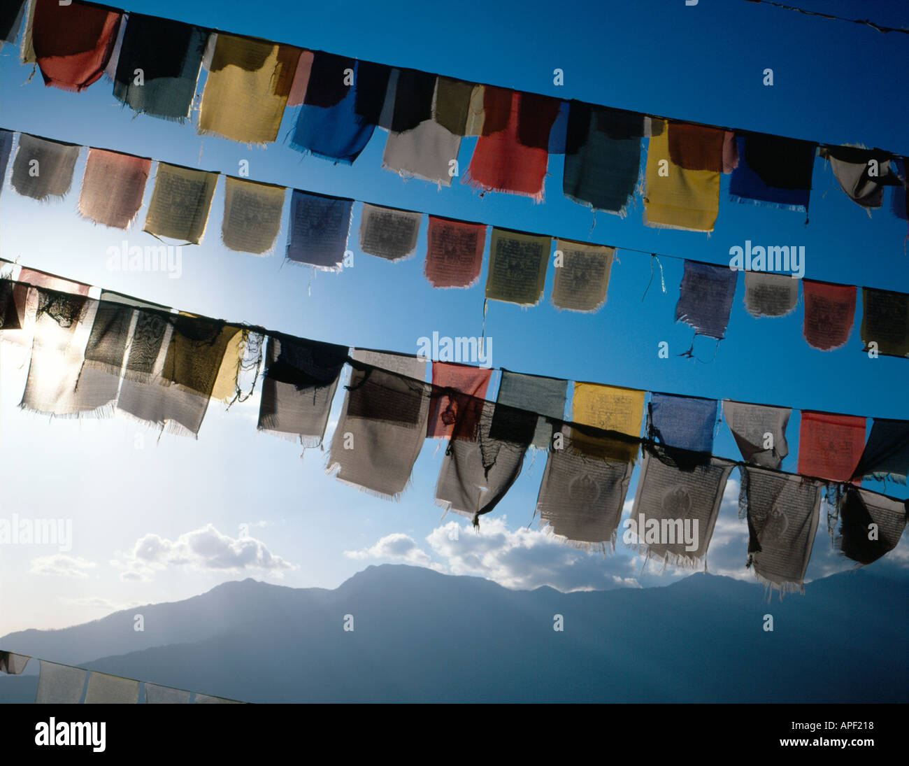 Prayer flags Sermathang Nepal Stock Photo - Alamy
